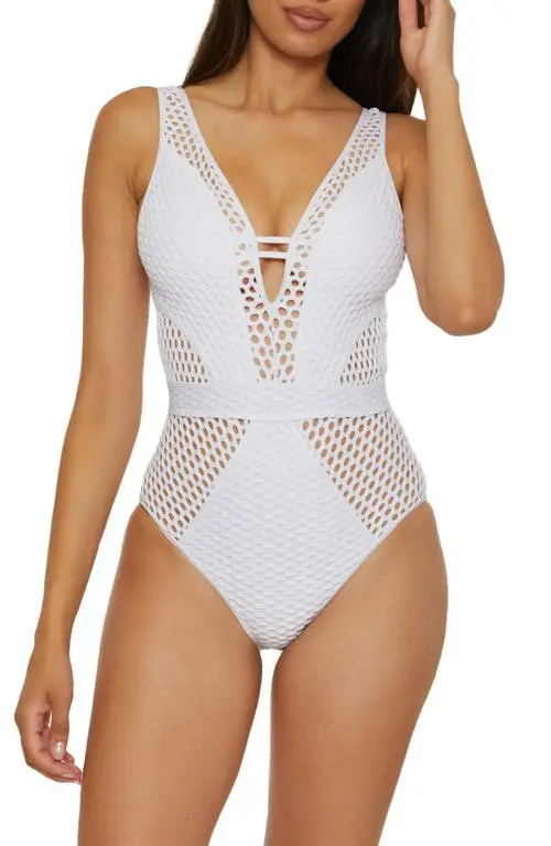 BECCA® By Rebecca Virtue Castaway Plunge One-piece Swimsuit - White