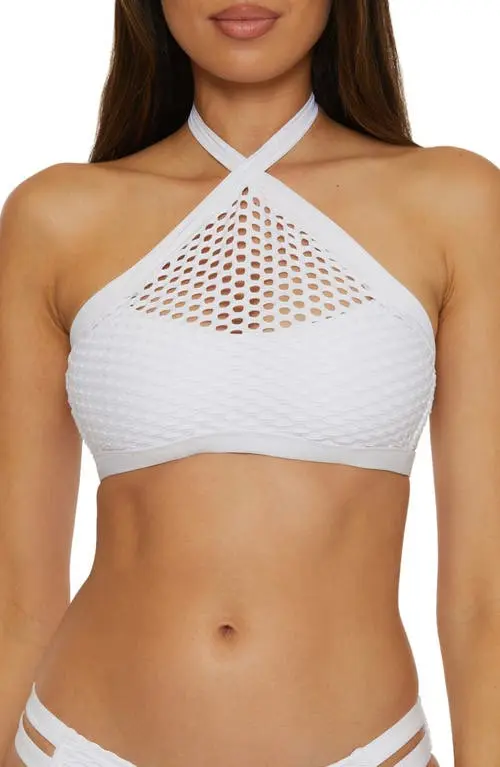 BECCA® By Rebecca Virtue Castaway High Neck Bikini Top - White