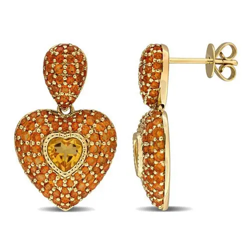 JULIANNA B. Cluster Heart Earrings 14k - Citrine