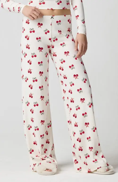 FLORENCE BY MILLS Rib Print Pants - Ivory Cherry