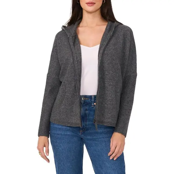 Vince Camuto Hooded Zip-up Sweater