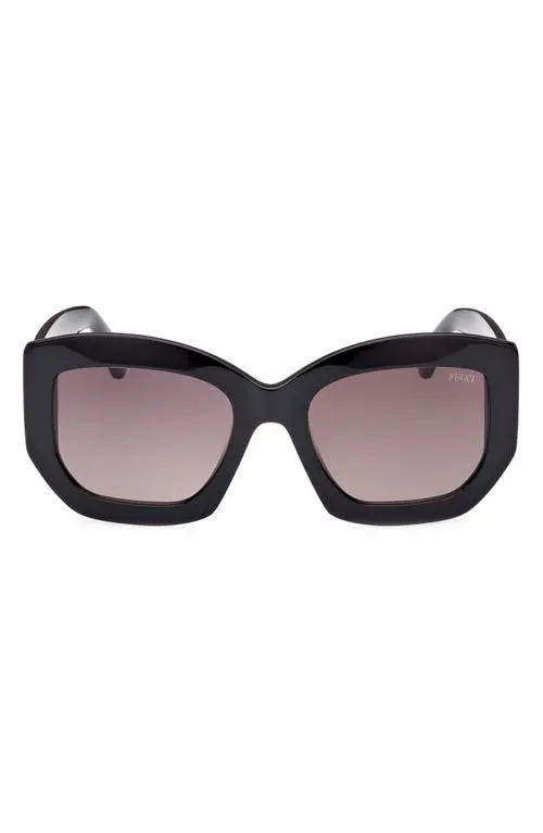 Emilio Pucci 54mm Geometric Sunglasses - Black/ Gold / Gradient Smoke