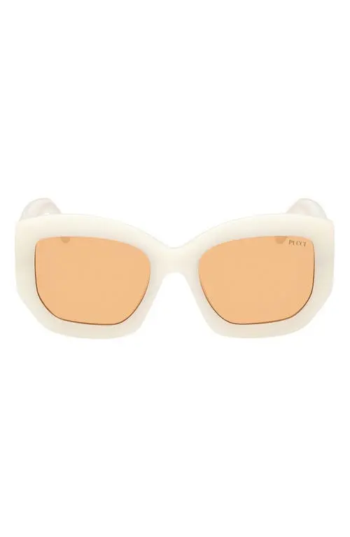 Emilio Pucci 54mm Geometric Sunglasses - Ivory/ Gold / Orange Lenses