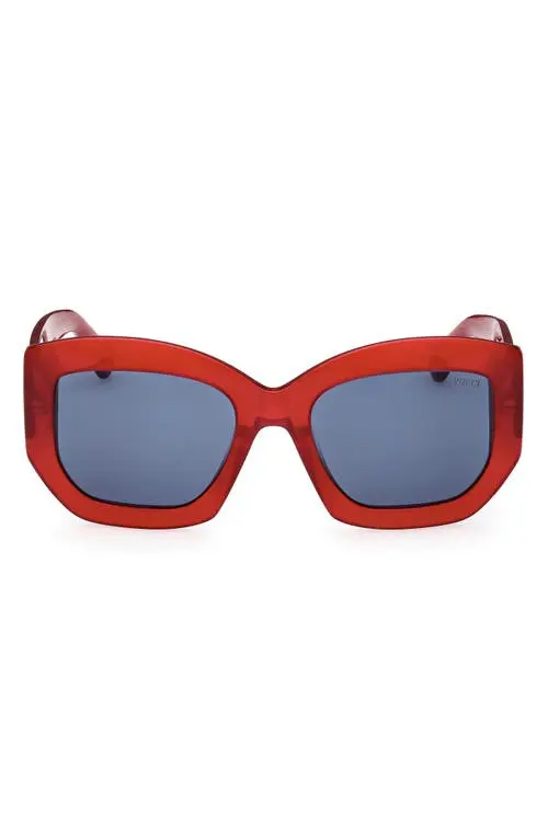 Emilio Pucci 54mm Geometric Sunglasses - Milky Red/ Pale Gold / Blue