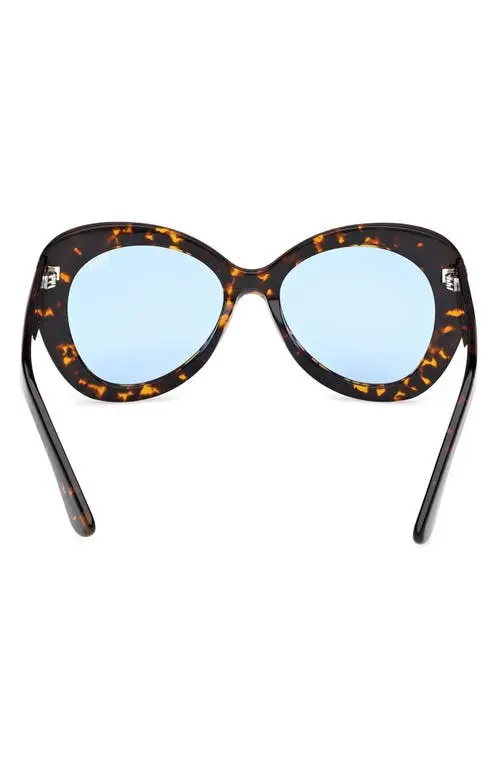 Emilio Pucci 56mm Round Frame Sunglasses - Dark Havana / Bright Blue