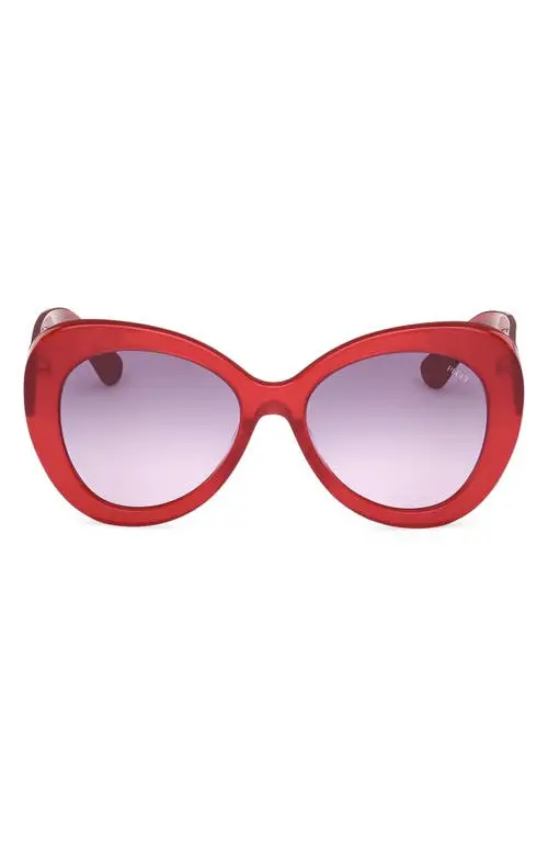 Emilio Pucci 56mm Round Frame Sunglasses - Milky Red / Purple To Rose