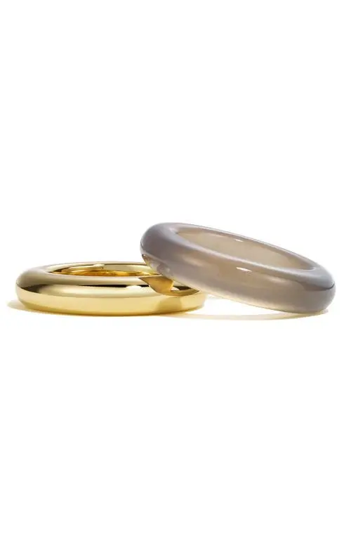 BY PARIAH Duo Stack Rings Set - Grey Agate