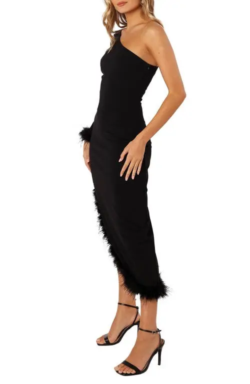 PETAL & PUP Dame Feather Trim Midi Dress
