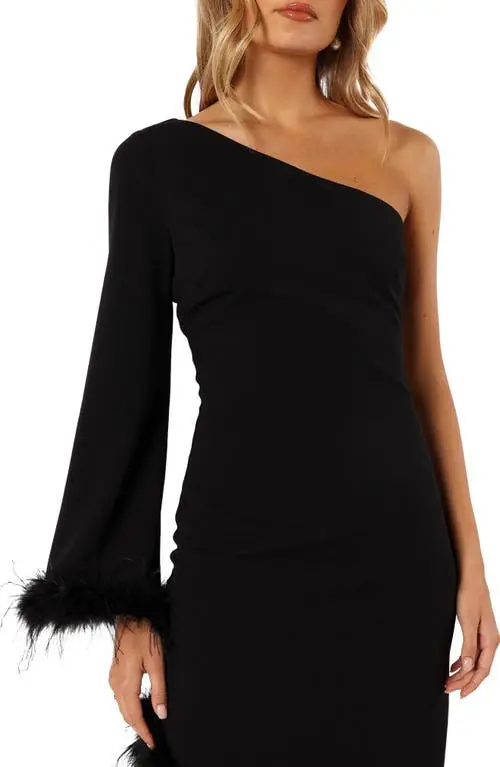 PETAL & PUP Dame Feather Trim Midi Dress