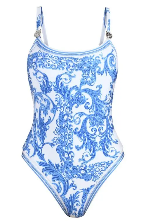 L'Agence Remi Baroque One-piece Swimsuit - Blue