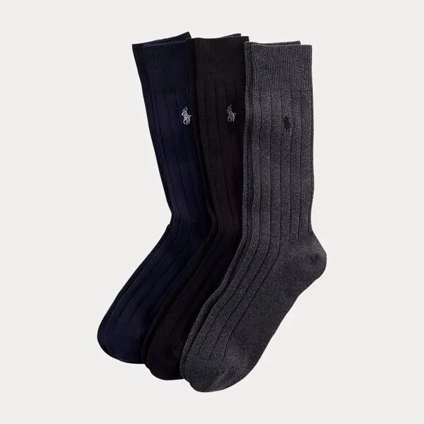 Ralph Lauren Ribbed Cotton-blend Trouser Socks - Black Assorted
