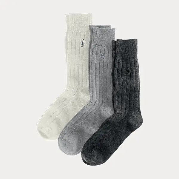 Ralph Lauren Ribbed Cotton-blend Trouser Socks - Charcoal