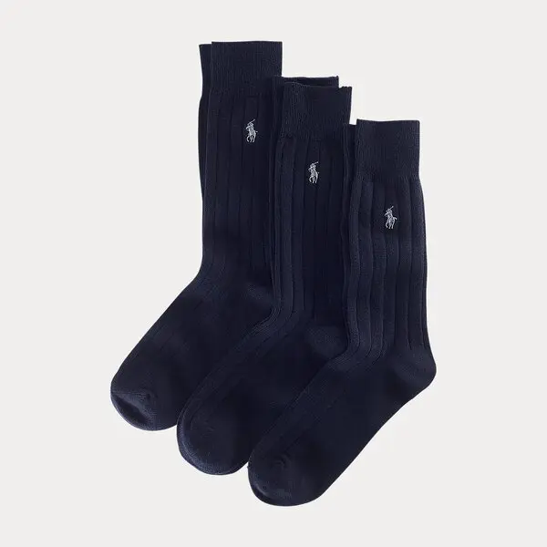 Ralph Lauren Ribbed Cotton-blend Trouser Socks - Navy Assorted