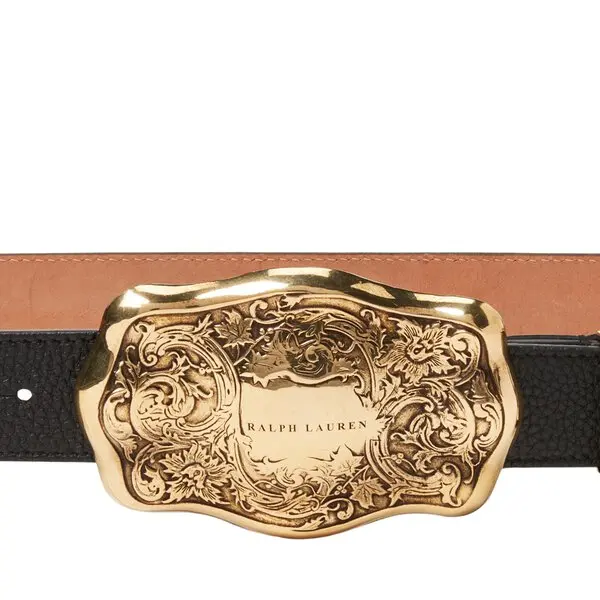 Ralph Lauren Tooled-buckle Pebbled Calfskin Belt
