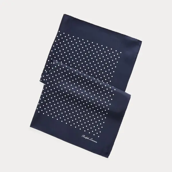 Ralph Lauren Polka-dot Silk Scarf - Navy