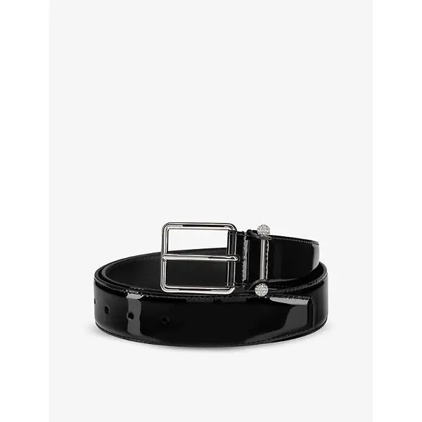 CHRISTIAN LOUBOUTIN Chambeliss Patent-leather Belt - Black/silver
