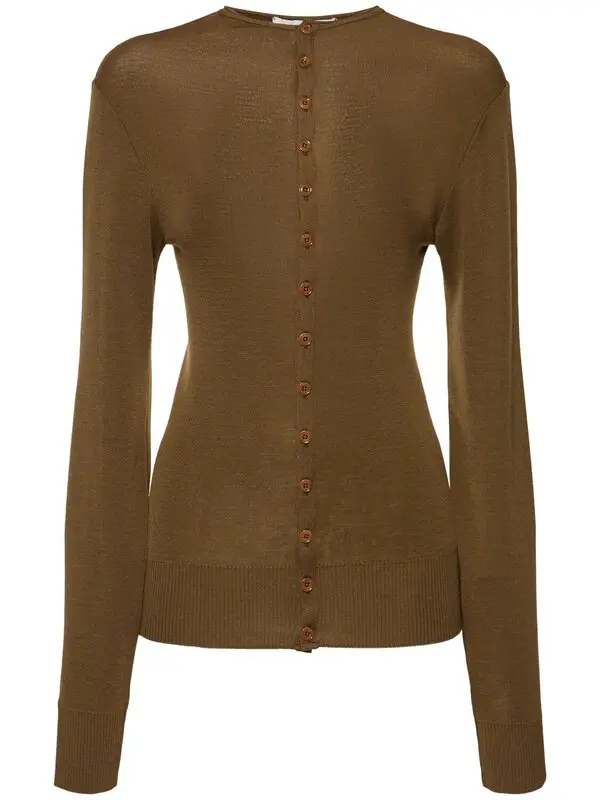 LEMAIRE Seamless Wool Knit Fitted Cardigan
