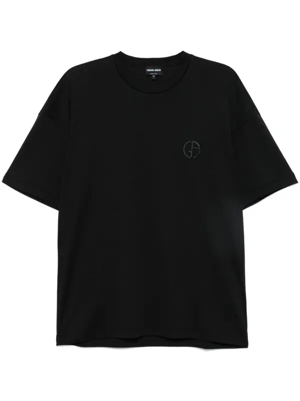 Giorgio Armani Logo-embroidered T-shirt - Black