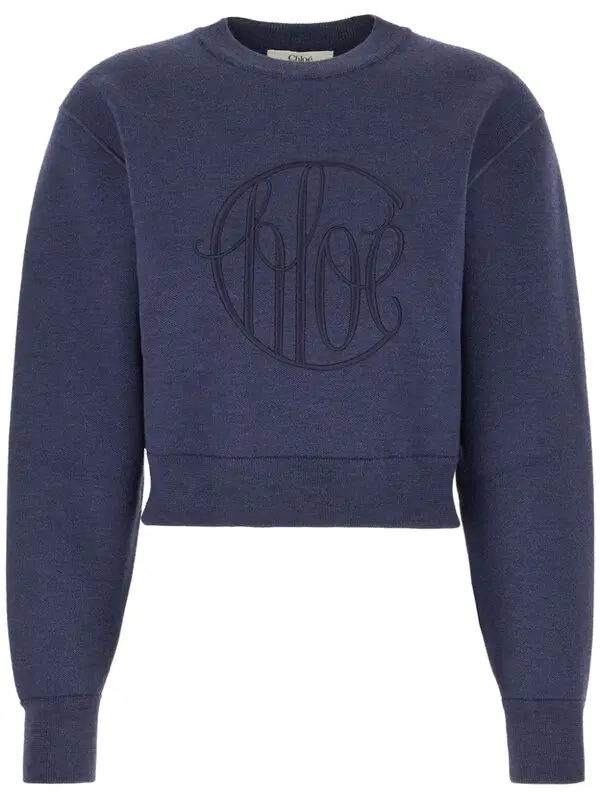 Chloé Embroidered-logo Jumper - Blue