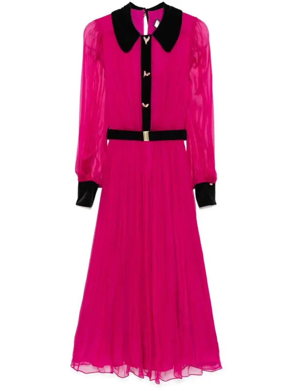 NISSA Belted Silk Midi Dress