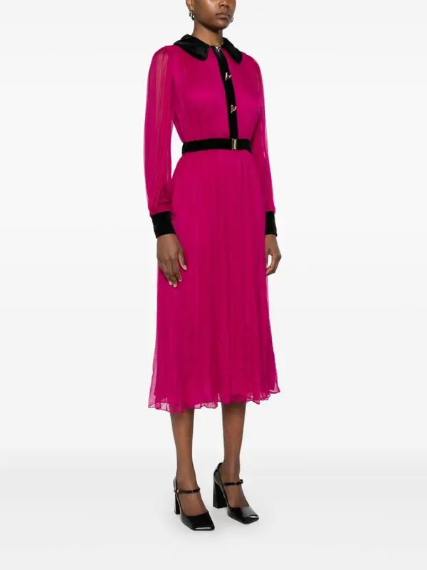 NISSA Belted Silk Midi Dress