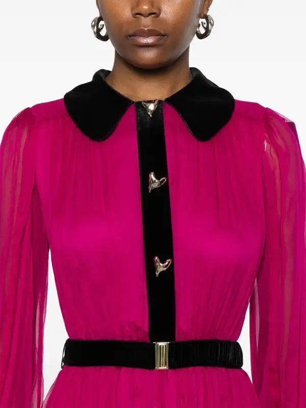 NISSA Belted Silk Midi Dress