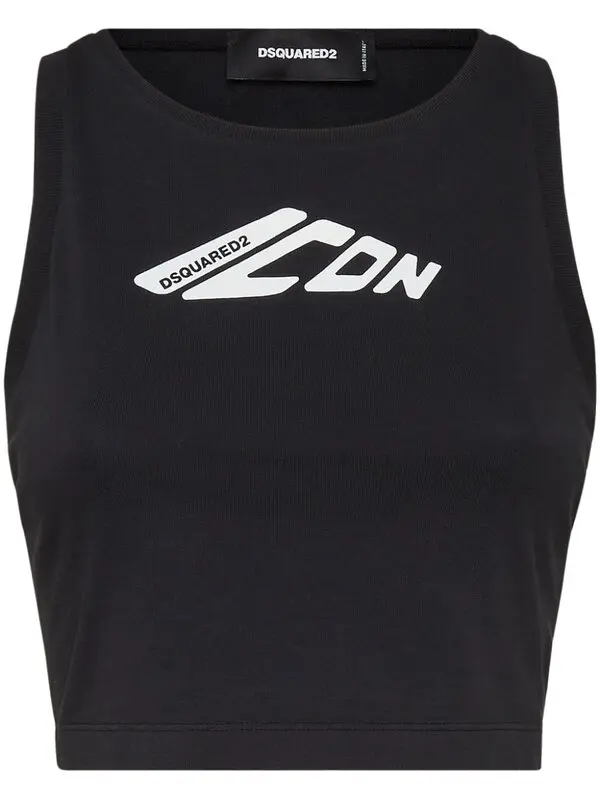 Dsquared2 Icon Logo Cropped Tank Top - Black