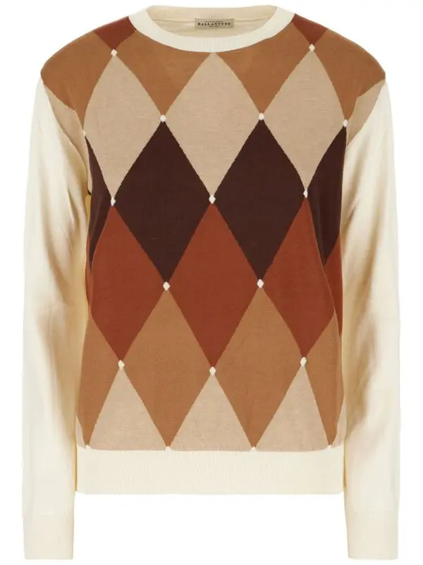 BALLANTYNE Argyle-intarsia Jumper - Neutrals