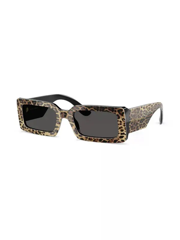 Dolce & Gabbana Leopard Print Rectangle Sunglasses