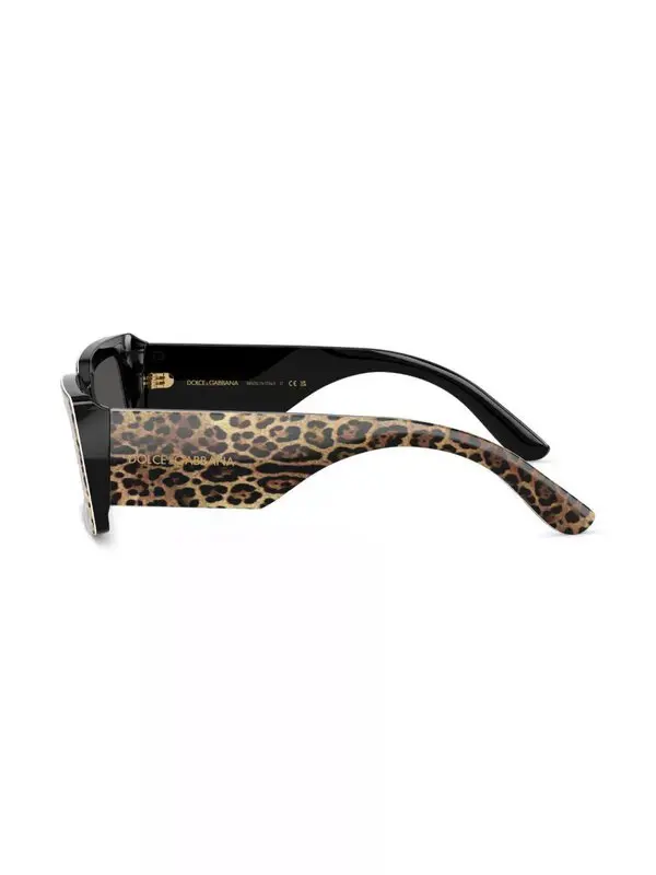 Dolce & Gabbana Leopard Print Rectangle Sunglasses