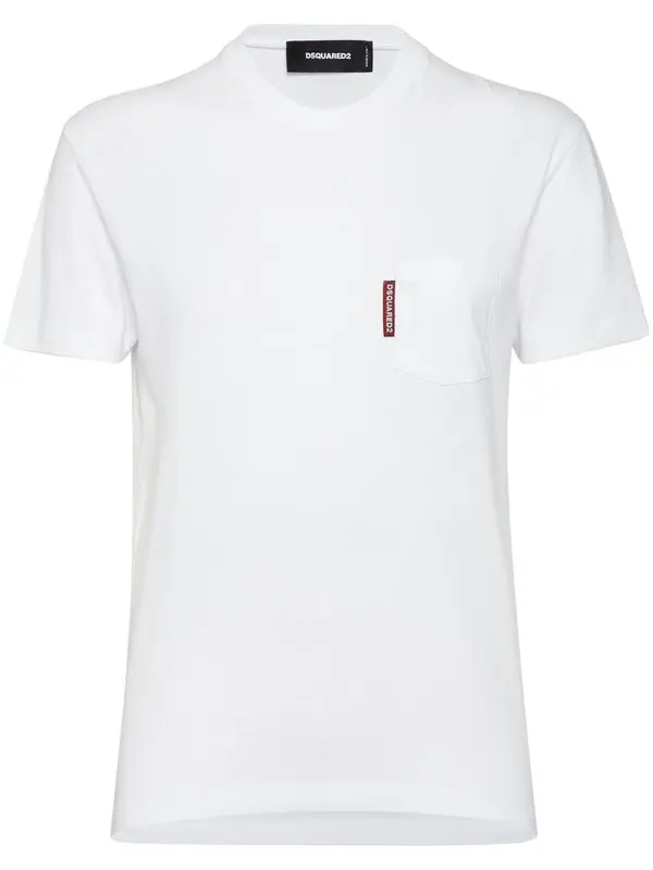 Dsquared2 Cotton Jersey Crew Neck T-shirt With Chest Pocket - White