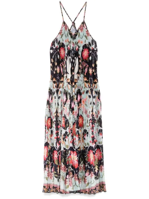 Farm Rio Pleated Sleeveless Midi Dress