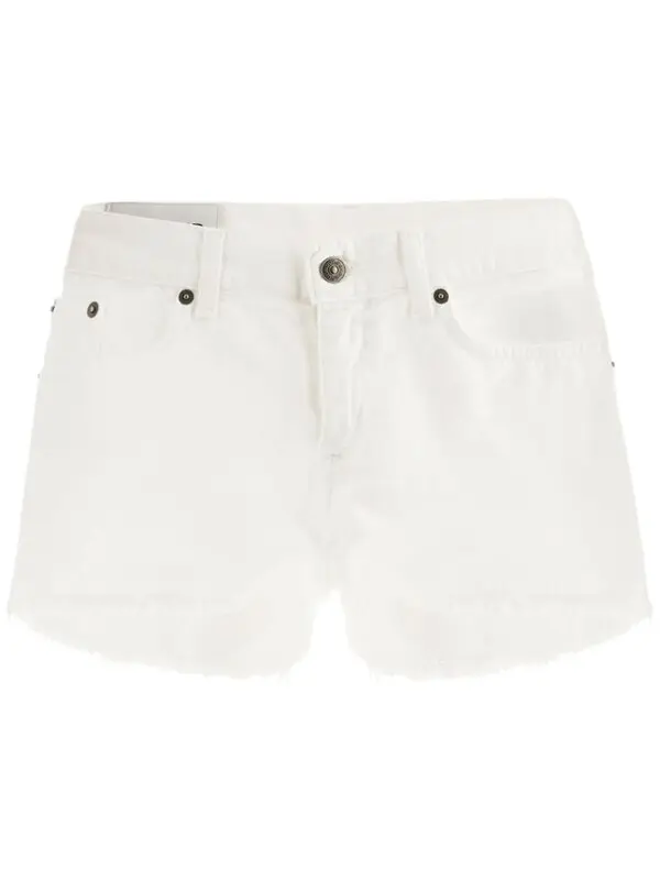 DONDUP Logo-plaque Denim Mini Shorts - White