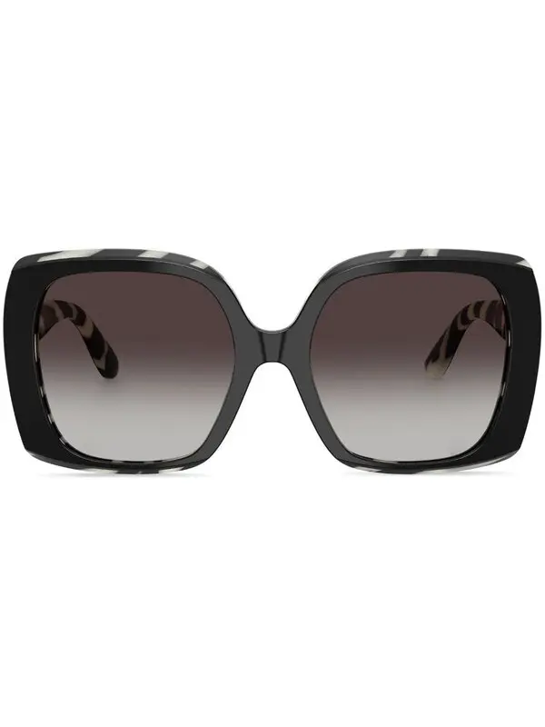 Dolce & Gabbana Zebra-print Square-frame Sunglasses - Black
