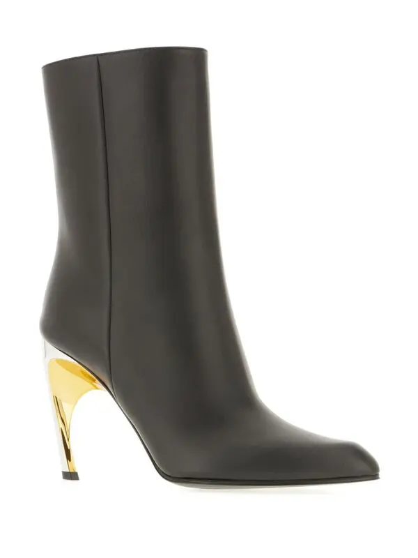 Alexander McQueen 95mm Leather Ankle Boots - Black