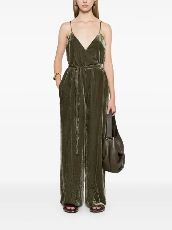 Gold Hawk Velvet Jumpsuit - Green