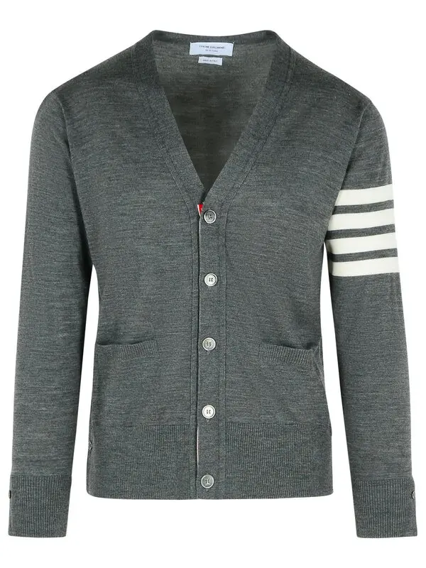 Thom Browne 4-bar Virgin Wool Cardigan - Grey