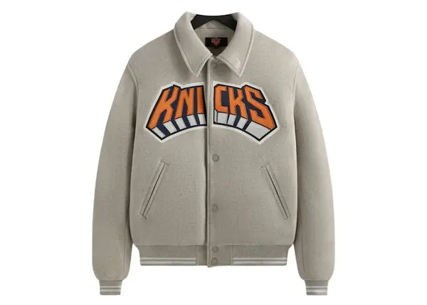 Kith X New York Knicks Empire Wool Coaches Jacket - Light Heather Grey