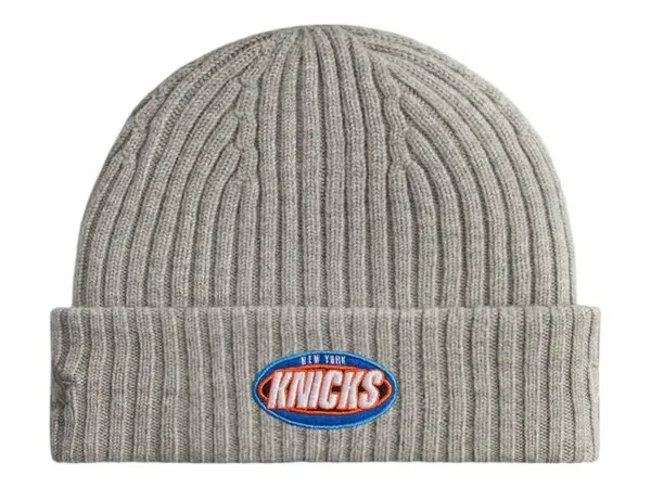 Kith X New Era New York Knicks Logo Beanie - Light Heather Grey