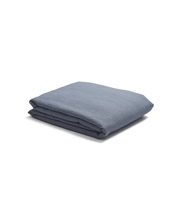 PIGLET IN BED Linen Flat Sheet - Dusk Blue