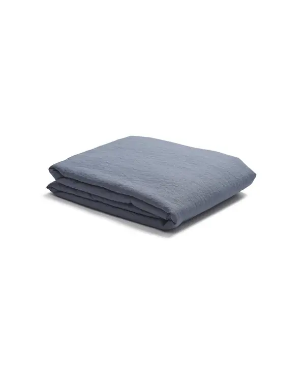 PIGLET IN BED Linen Flat Sheet - Dusk Blue