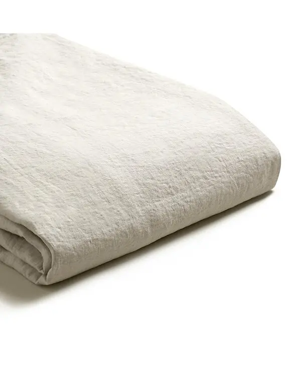 PIGLET IN BED Plain Linen Flat Sheet, Full - Oatmeal