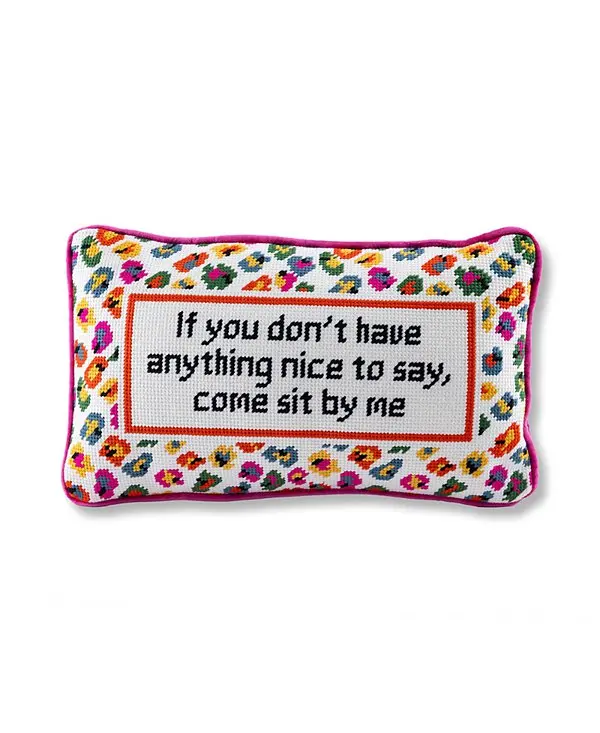 FURBISH Come Sit Me Needlepoint Pillow, 15 X 9 - Multi