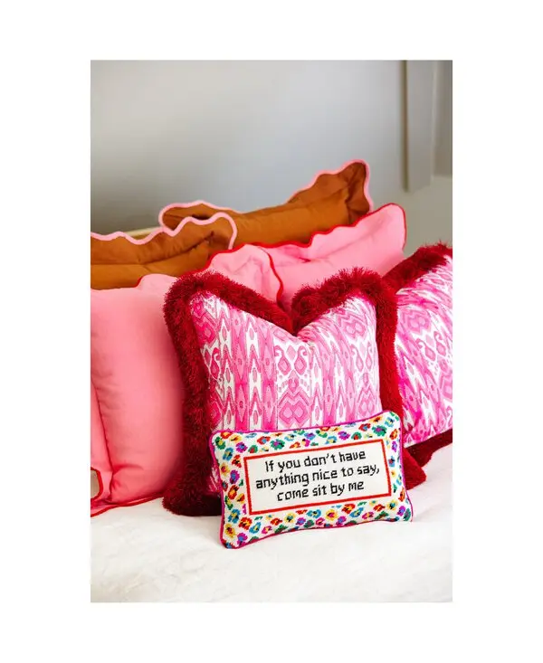 FURBISH Come Sit Me Needlepoint Pillow, 15 X 9