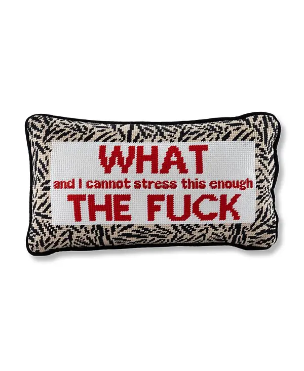 FURBISH Wtf Needlepoint Pillow, 14 X 8 - Multi