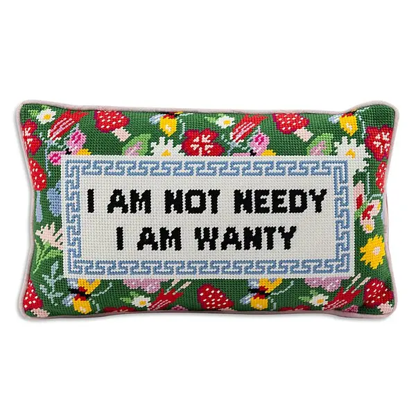 FURBISH Not Needy Needlepoint Pillow, 15 X 9 - Multi