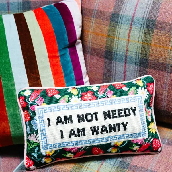 FURBISH Not Needy Needlepoint Pillow, 15 X 9