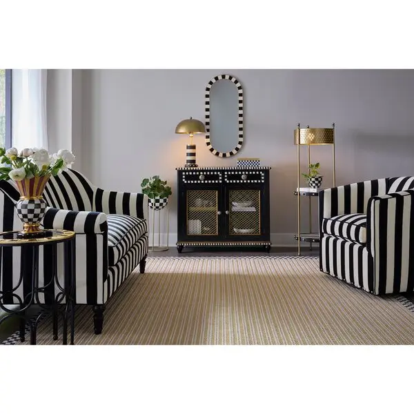MACKENZIE-CHILDS Black Tie Round Accent Table