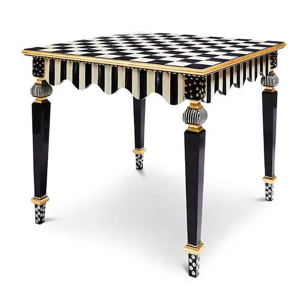 MACKENZIE-CHILDS Courtly Check & Stripe Game Table