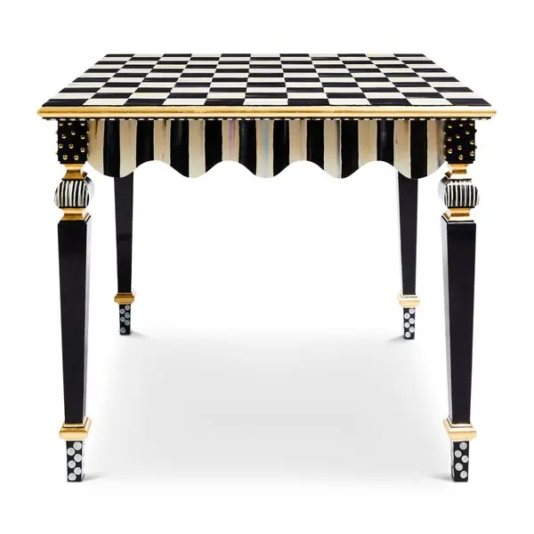 MACKENZIE-CHILDS Courtly Check & Stripe Game Table